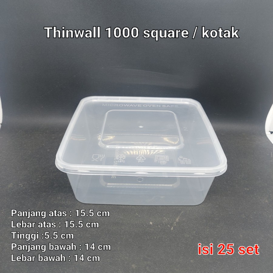 Jual Thinwall / Food container 1000 Ml kotak isi 25 pcs | Shopee Indonesia