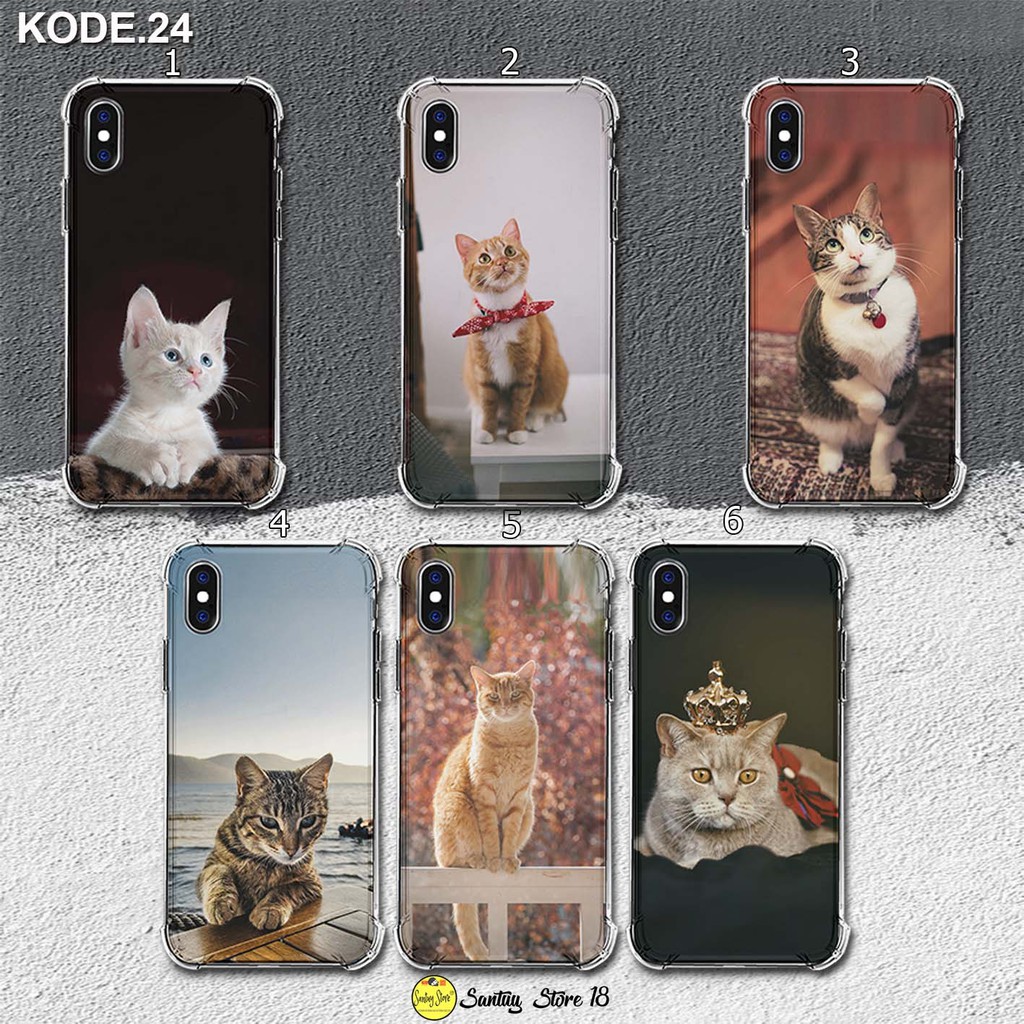 Jual Custom Case AntiCrack Soft 2D Cat Cute Kode 24 // Bisa Tambah Nama ...