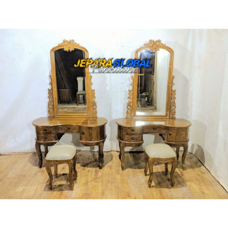 Jual Meja rias jati anggur bulat (meja rias ukir jati,meja rias duco ...