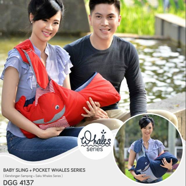 Jual Gendongan Dialogue Baby Sling + Pocket WHALES | Shopee Indonesia