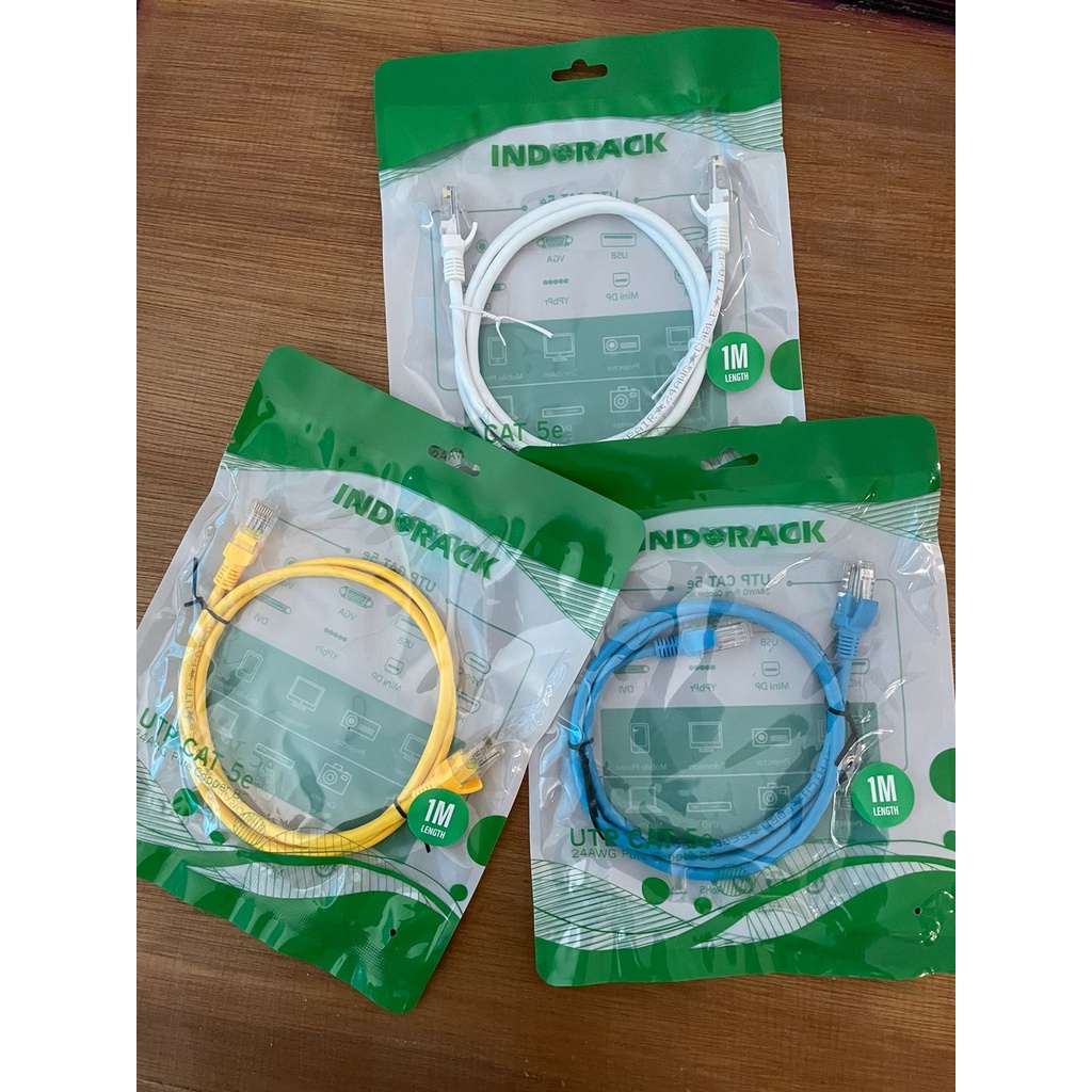 Jual INDORACK PATCH CORD UTP CAT 5e - KABEL LAN CAT5e 1 METER | Shopee ...