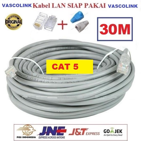 Jual Kabel Lan Vascolink Cat 5 30 meter Siap Pakai/30M / 30meter UTP | Shopee Indonesia