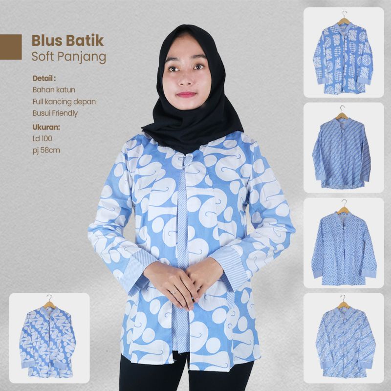 Jual Blus Batik Soft Lengan Panjang- Naira Batik | Shopee Indonesia