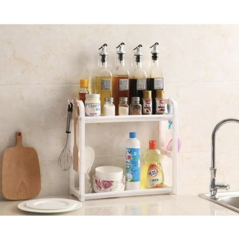 Jual RAK PLASTIK PUTIH 2 SUSUN RAK DAPUR KAMAR MANDI TEMPAT BUMBU ...