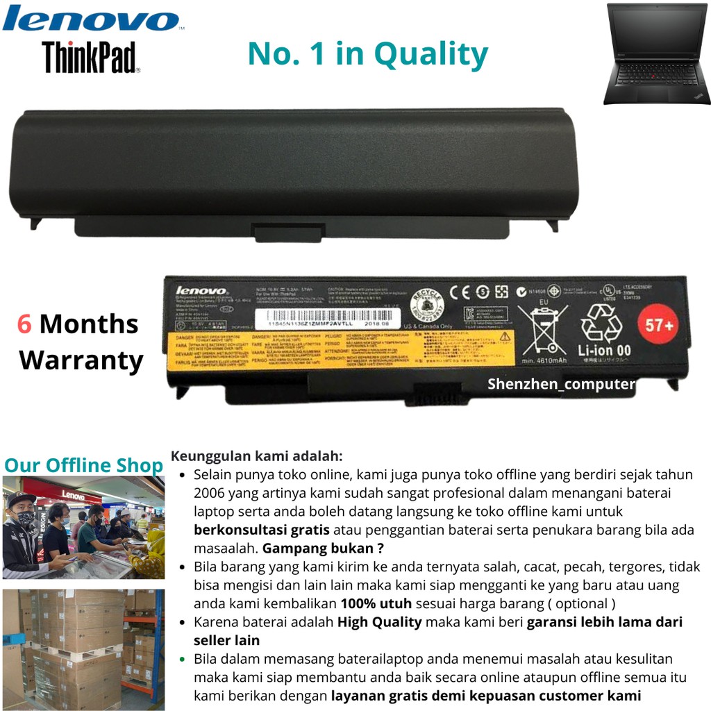 Jual Baterai Lenovo ThinkPad W540 W541 T540 T540p T440p L440 L540 ...