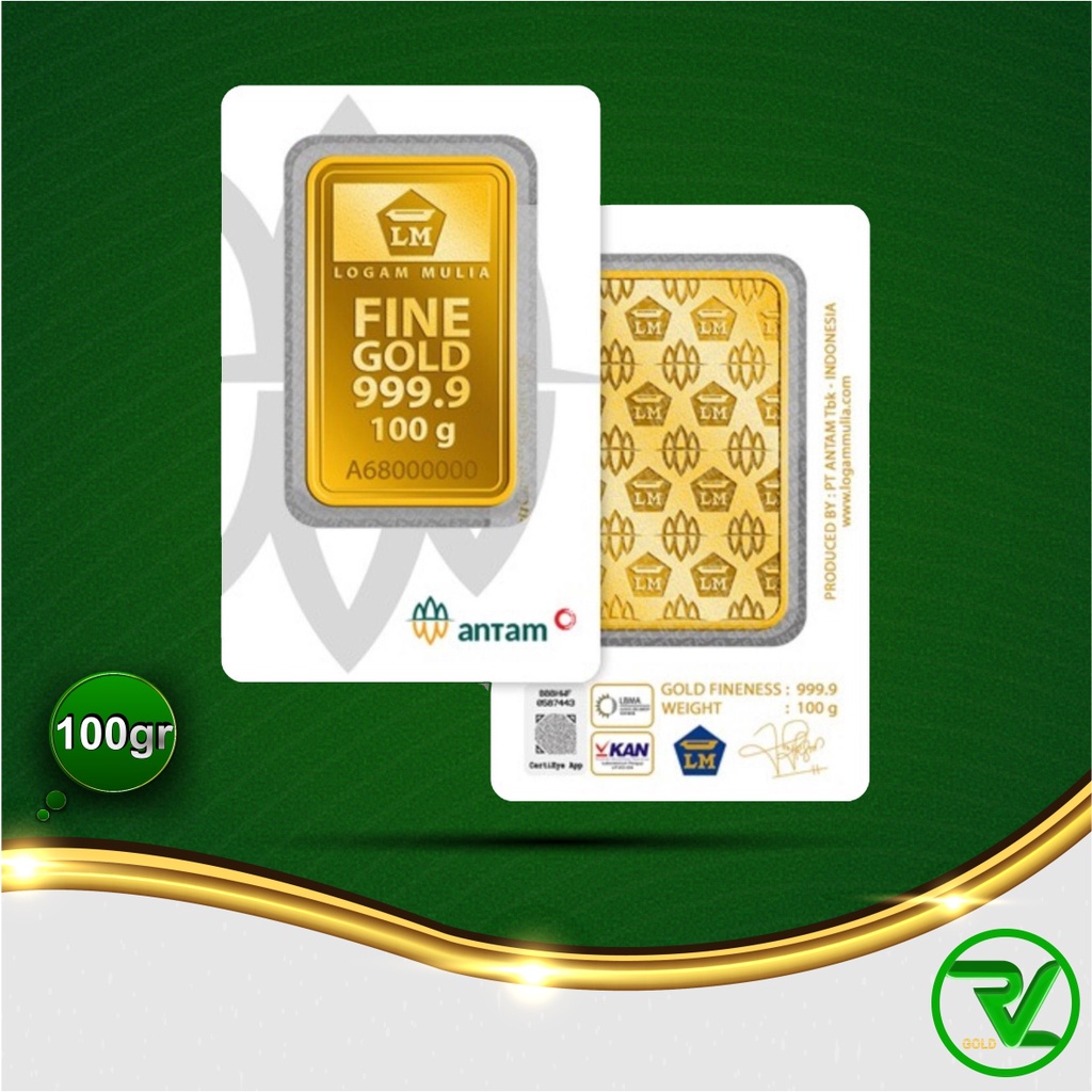 Jual Rvl Gold Logam Mulia Antam Produksi 2024 100GR new | Shopee Indonesia