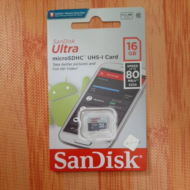 Jual Mmc sandisk ultra 16gb speed 80 mb/s original asli memory card ...