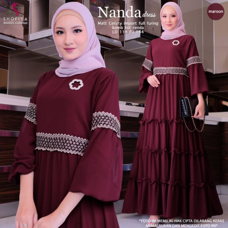 Jual Nanda dress / gamis maxy renda cantik / gaun pesta / terlaris ...