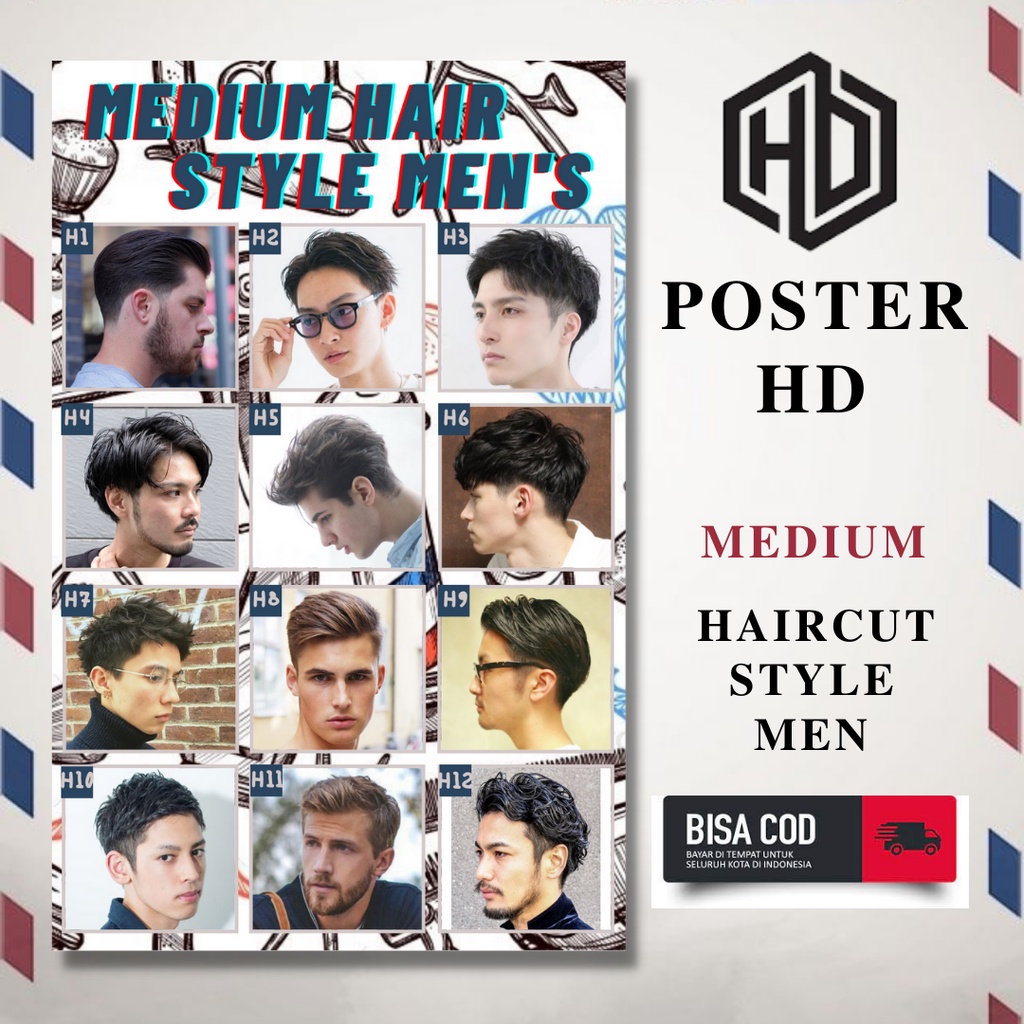 Jual POSTER HD - poster pangkas rambut pria 2022 model MEDIUM HAIRCUT ...