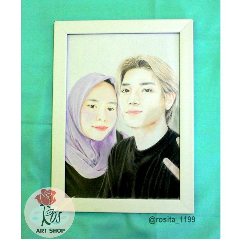 Jual Jasa Lukis Wajah Berwarna A5 Sketsa Wajah Bingkai Shopee Indonesia