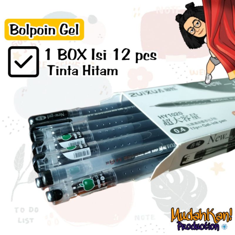 Jual Balpoint gel / Pulpen gel / Pulpen apple / 1 Box isi 12 / Balpoint ...