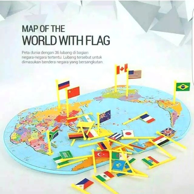 Jual Mainan Anak Peta Bendera Negara Dunia MAP FLAG KNOWLEDGE OF THE ...