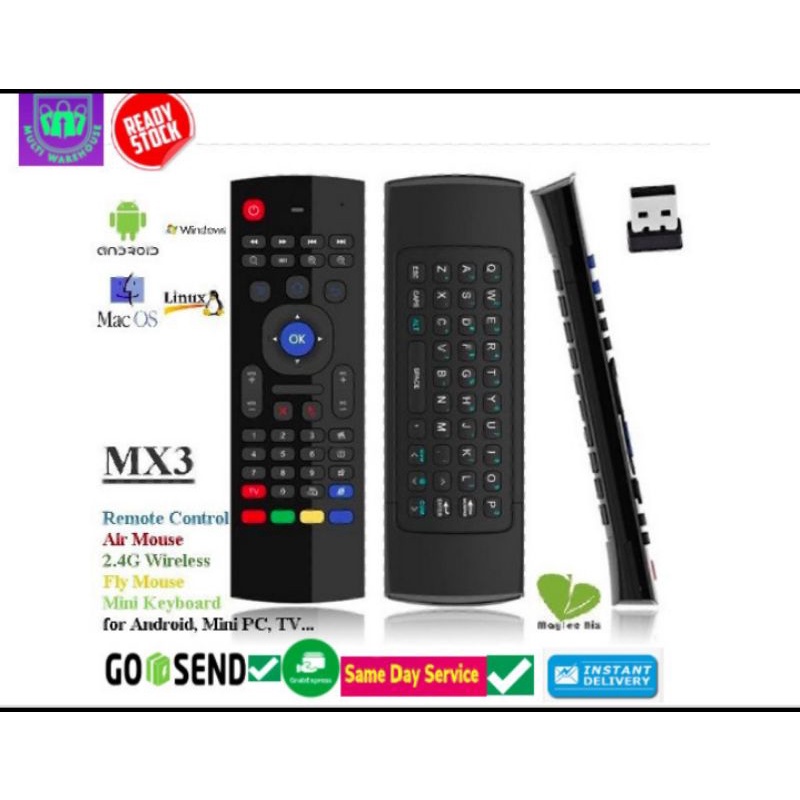Jual Air mouse MX3 fly remote keyboard wireless tv box pc, laptop ...