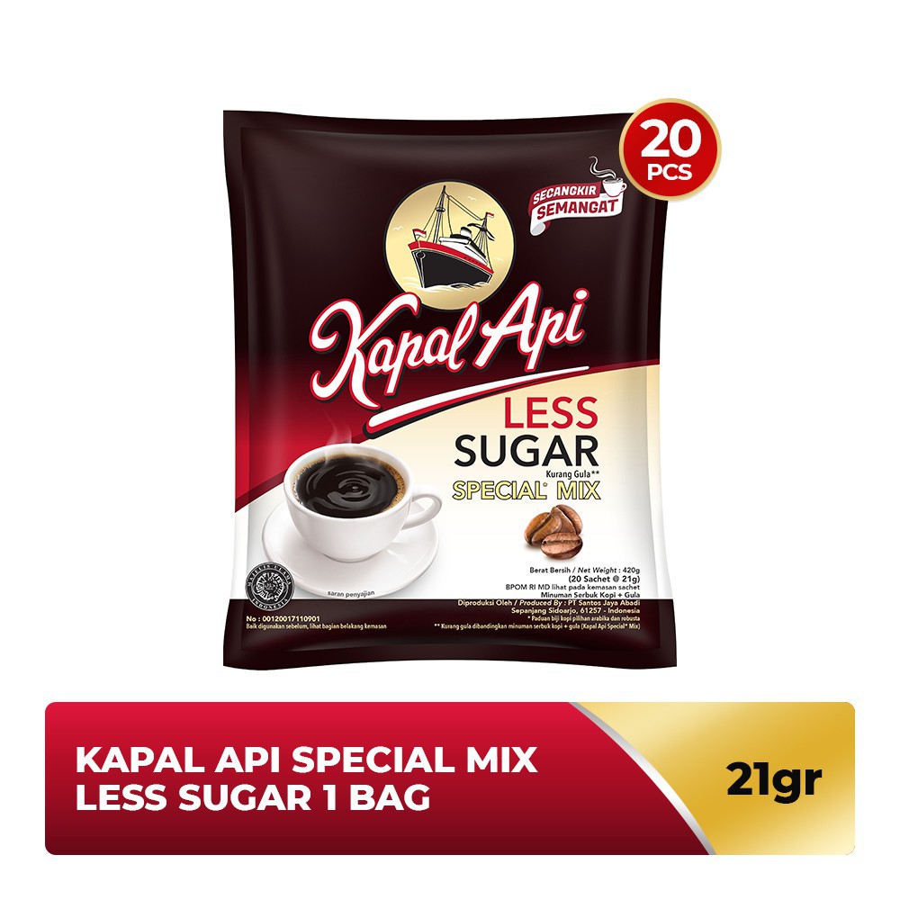 Jual Kapal Api Special Mix Less Sugar Bag (Isi 20 sachet x 19 Gram ...