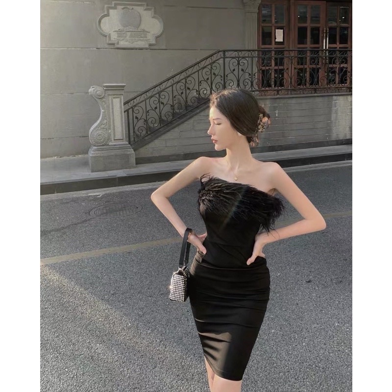 Jual Crave dress tube dress furry pesta kemben prom party elegant dress ...