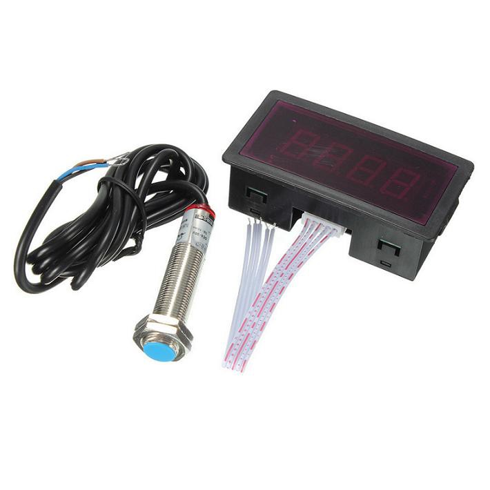 Jual Red LED RPM Tachometer Speed Meter 4 Digit + NPN Hall Proximity Switch Sensor | Shopee ...