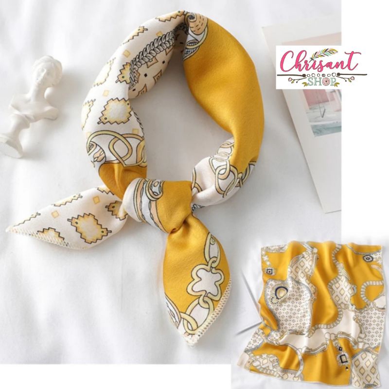 Jual Syal leher syal pramugari scraf sutra 50x50 syal kepala syal tas ...