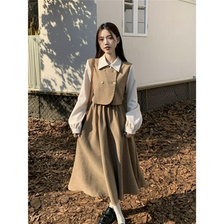 Jual Gaun mozaik desain retro Perancis gaun panjang dua potong dengan ...