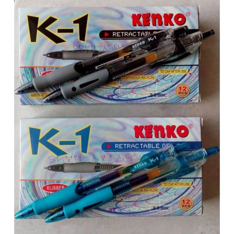 Jual PULPEN KENKO K-1 RETRACTABLE GEL PEN 0.5 MM/1LUSIN (1 PACK ...