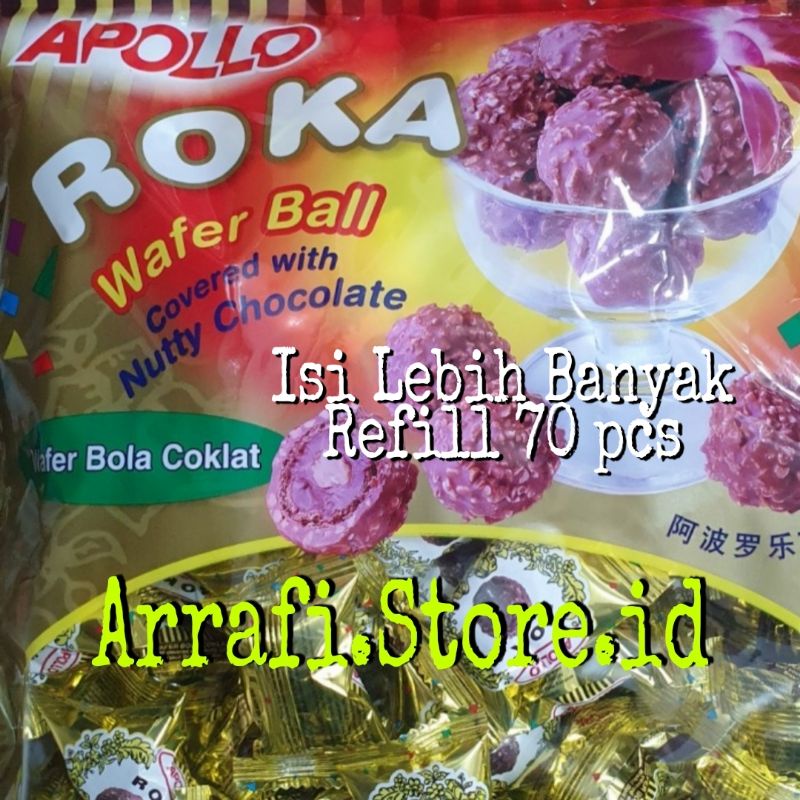 Jual Roka Wafer Ball Apollo 70 pcs (PACK) Roka Coklat Apollo wafer bola ...