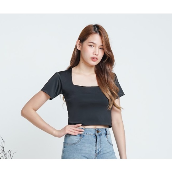Jual Modavie Jade Croptop Baju Atasan Wanita Square Crop Top Korea
