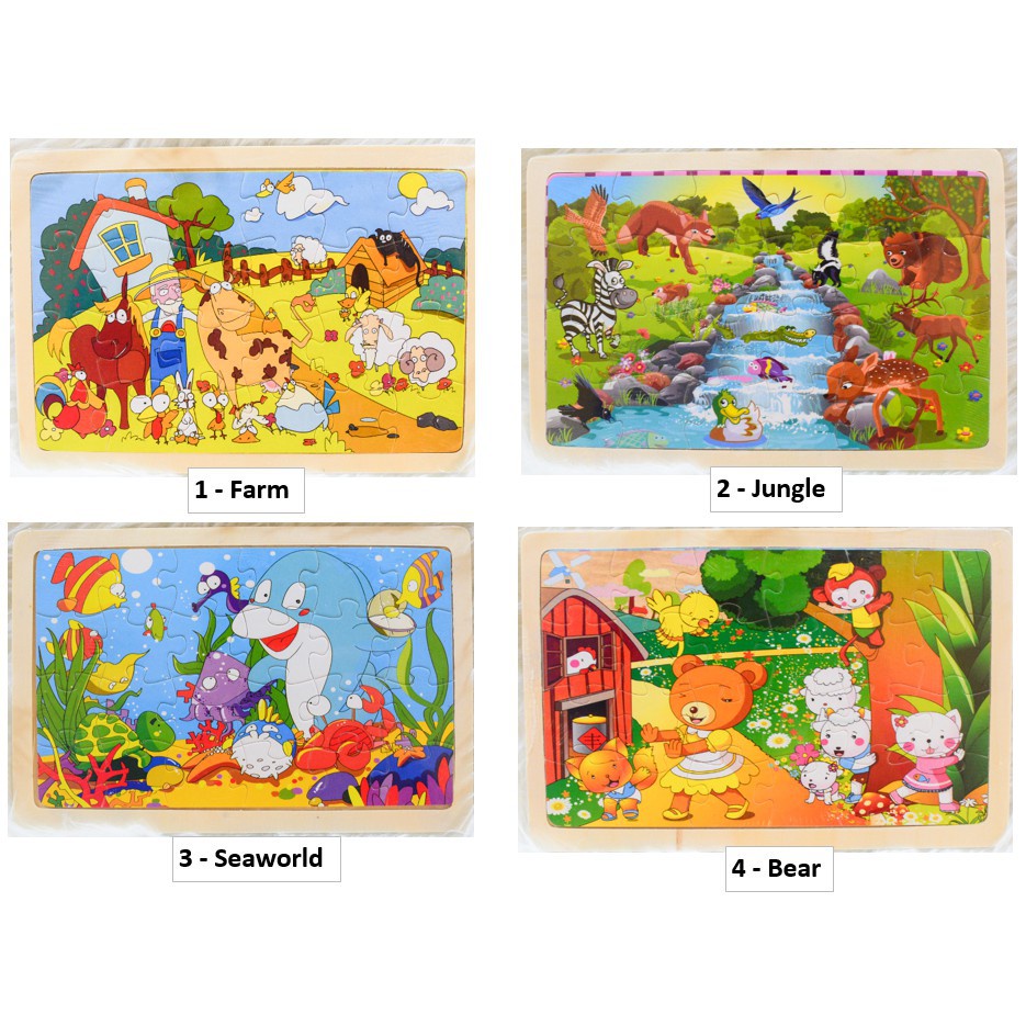 Jual Mainan Edukasi Puzzle Jigsaw Kayu Gambar Kecil 24pcs | Shopee ...