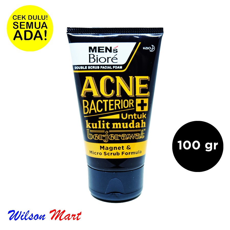 Jual BIORE MENS DOUBLE SCRUB FACIAL FOAM ACNE BACTERIOR 100 GRAM ...