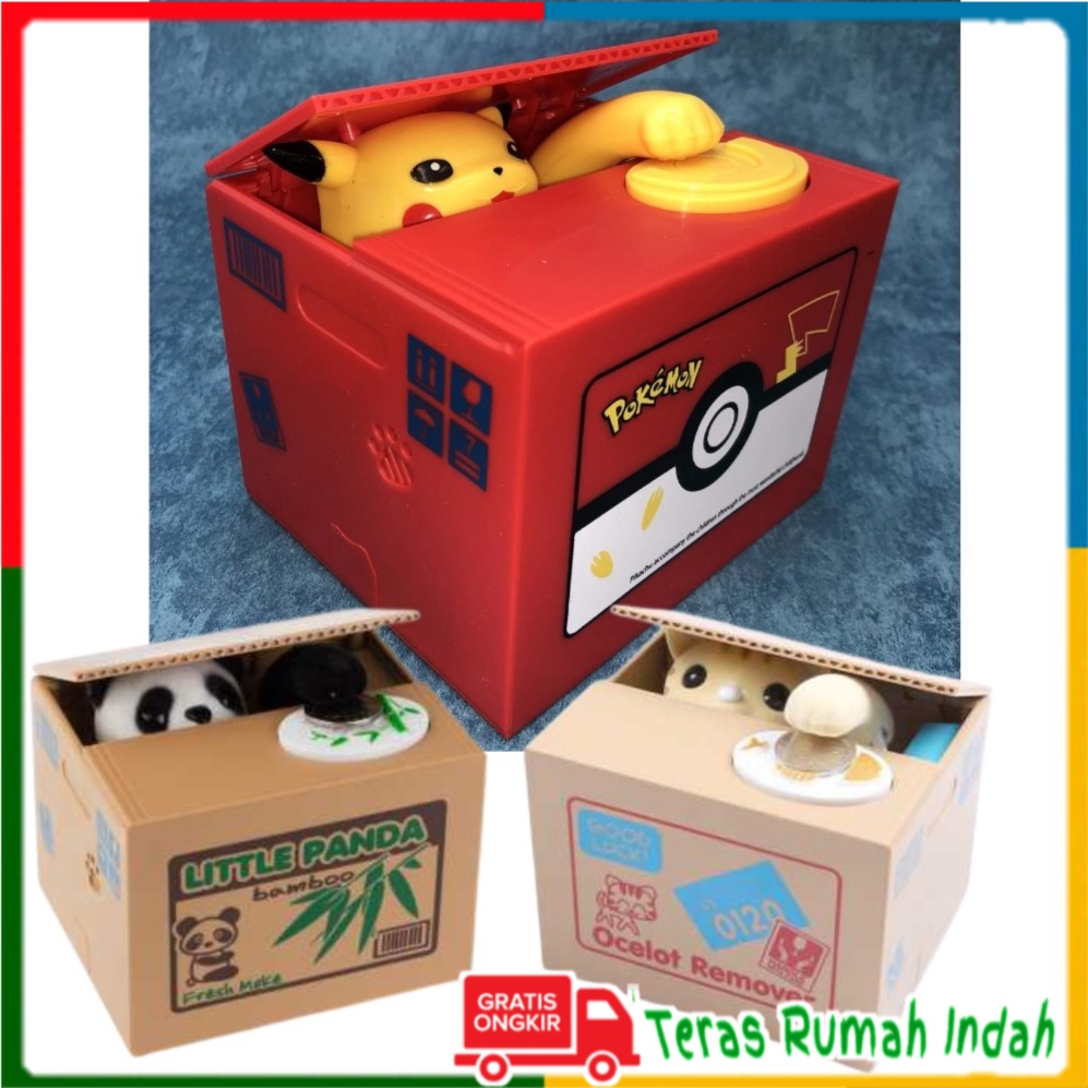 Jual Mainan Edukasi Anak Celengan Kotak Unik Kucing Panda Pikachu ...