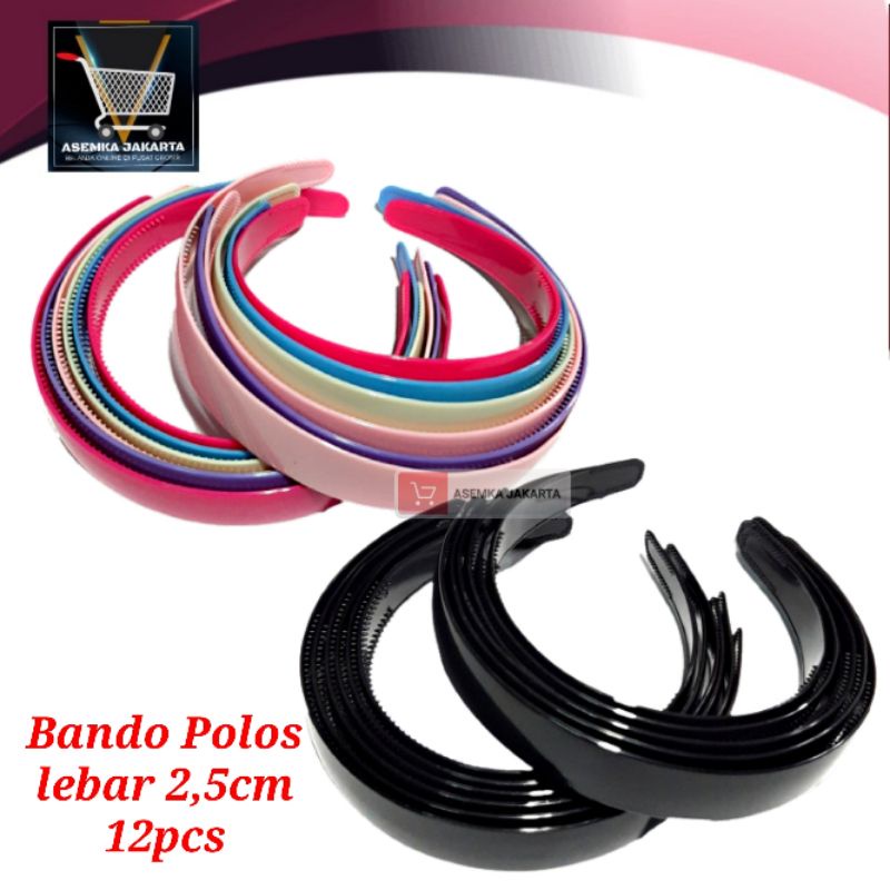 Jual [AJ] 12pcs Bando Rambut Polos Marcella Bando DIY Bahan plastik ...