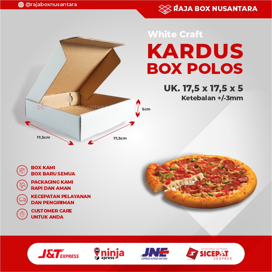 Jual Box Pizza Putih Polos Uk 17,5 x 17,5 x 5cm | Shopee Indonesia
