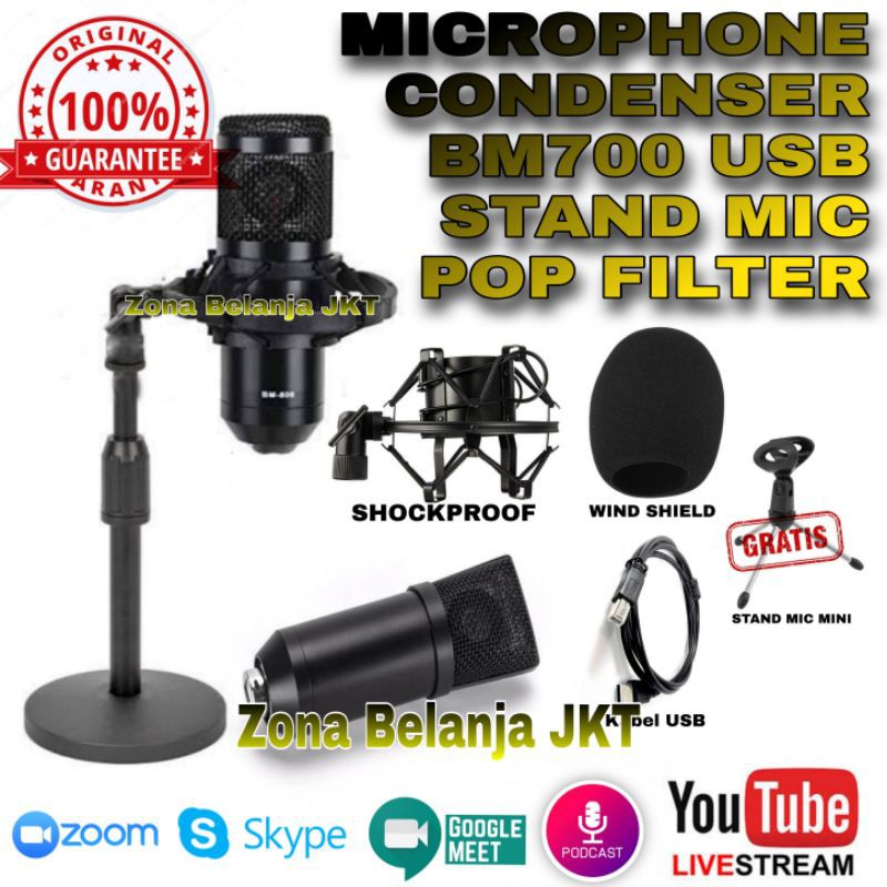 Jual MICROPHONE MIC BM700 BM 700 USB CONDENSER RECORDING ZOOM MEETING ...