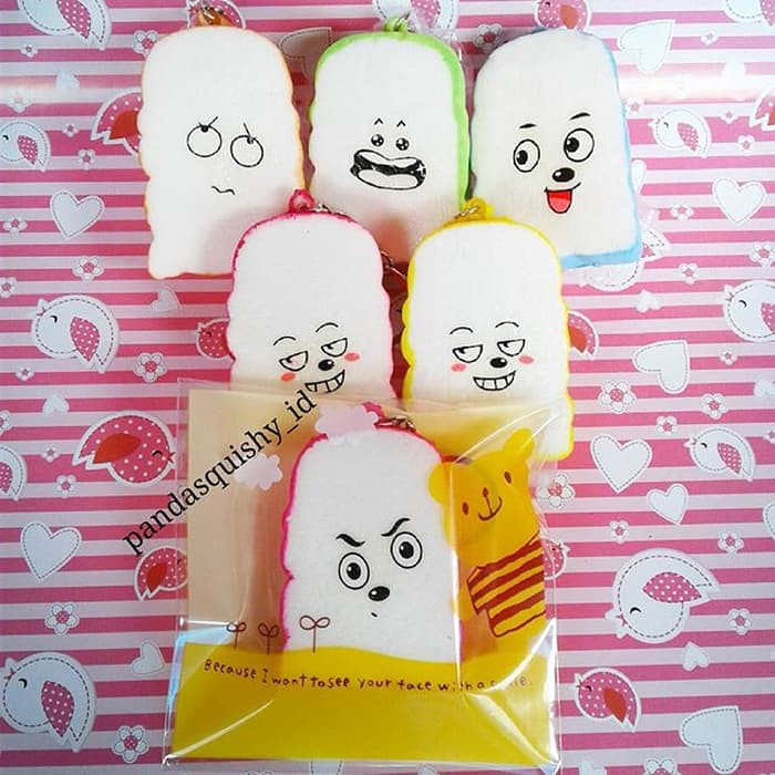 Jual Termurah Squishy Mini Silly Emoticon Toast - Squishy Roti Mini ...