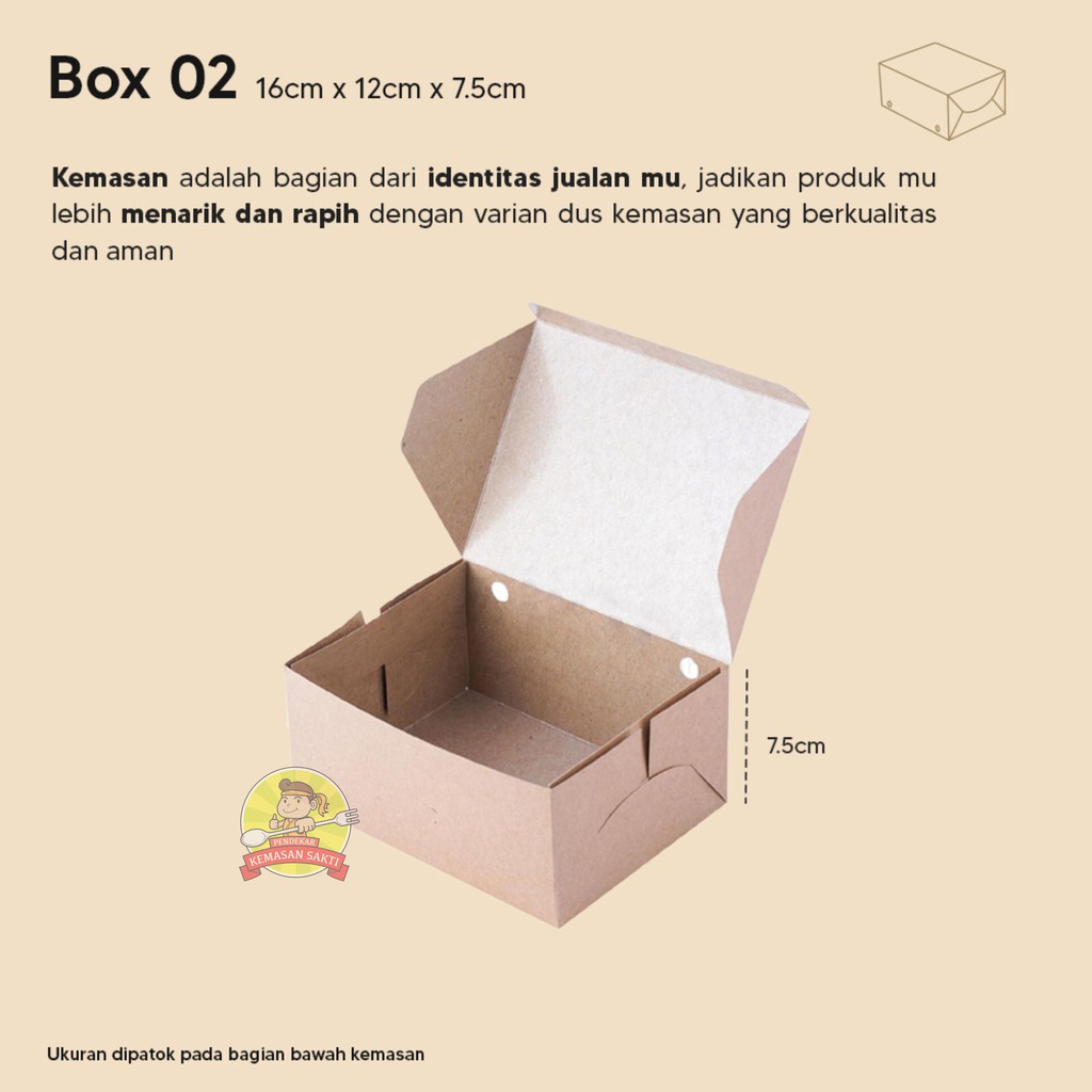 Jual Box Kraft Snack 16 x 12 LAMINASI / Dus Snack / Kotak Makan Take ...
