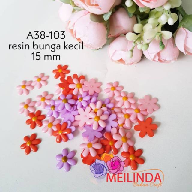 Jual resin bunga kecil 15 mm. per 12 pcs tidak mix. hiasan jepit rambut ...