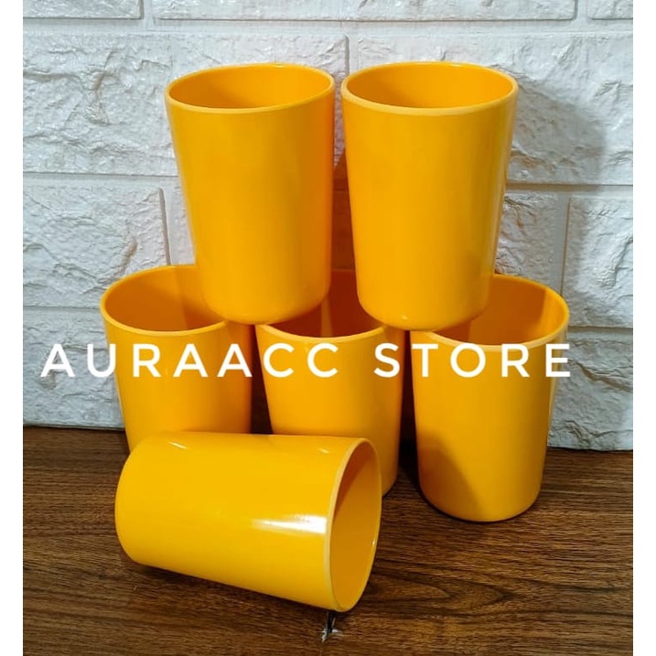 Jual terbaru!!! 6pcs gelas melamin/ tebal dan bagus/ warna kuning/ bpa ...