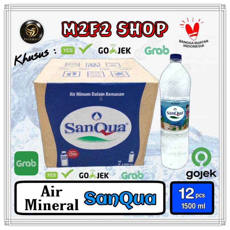 Jual Air Mineral Sanqua Botol Besar Pet - 1500 ml | 1,5 L Kemasan Karton (Khusus Bluebird/Gojek ...
