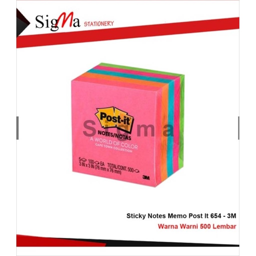 Jual Stick Note Post It 3M 654 Warna Warni (Pak isi 5 warna) | Shopee Indonesia
