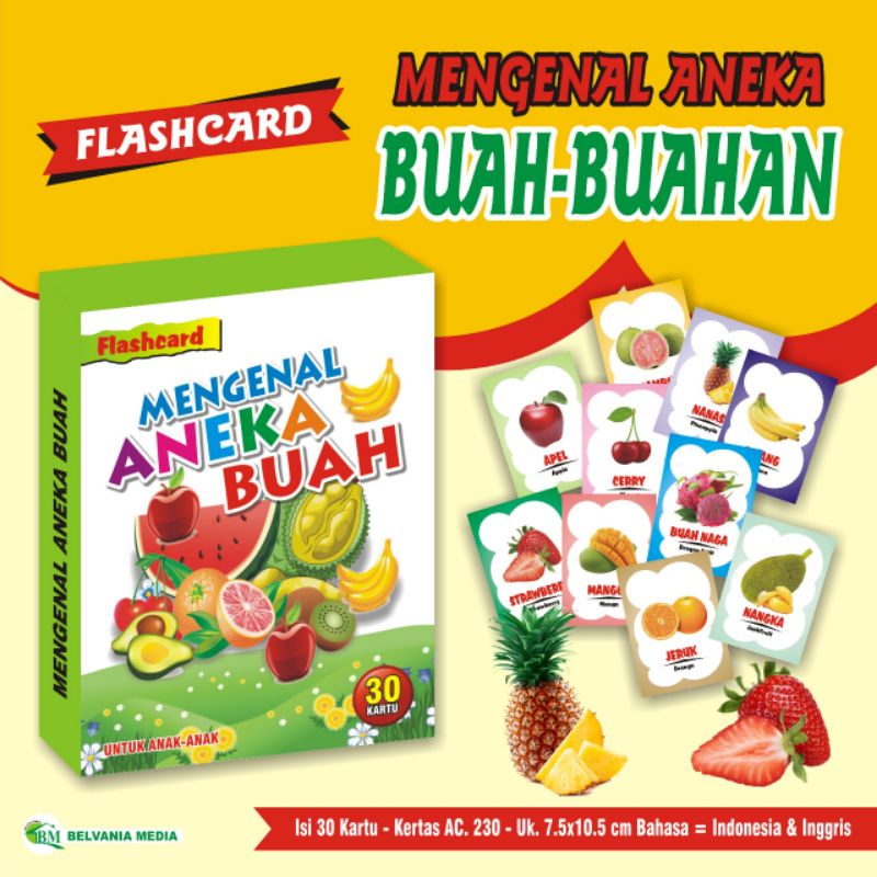 Jual flash card mengenal aneka binatang, kendaraan, buah, & sayuran ...
