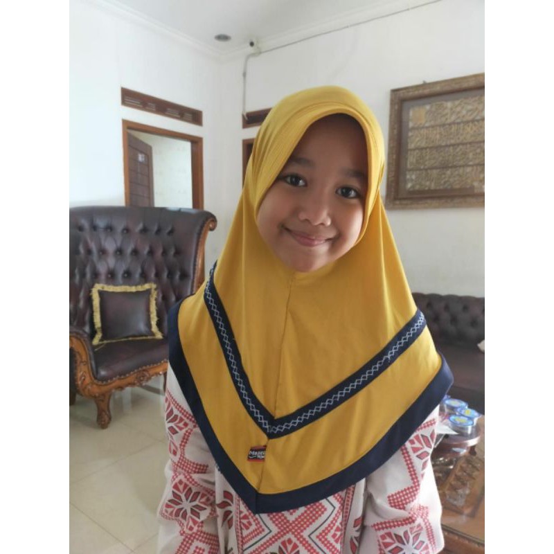 Jual (COD) HIJAB ANAK SD INSTAN LIST ZIG ZAG REAL PICK SIMPLE JERSEY ...