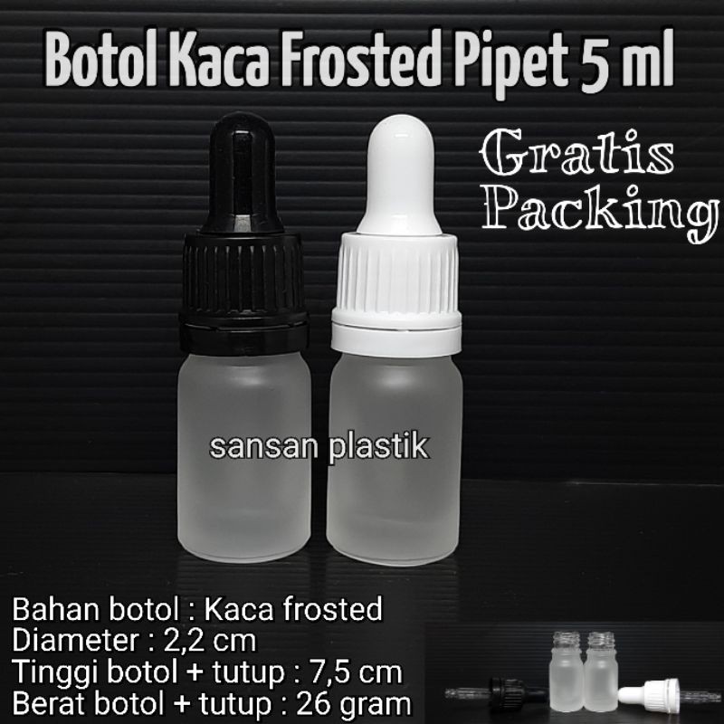 Jual Botol Kaca pipet 5ml Frosted / Botol pipet 5ml kaca clear frosted ...