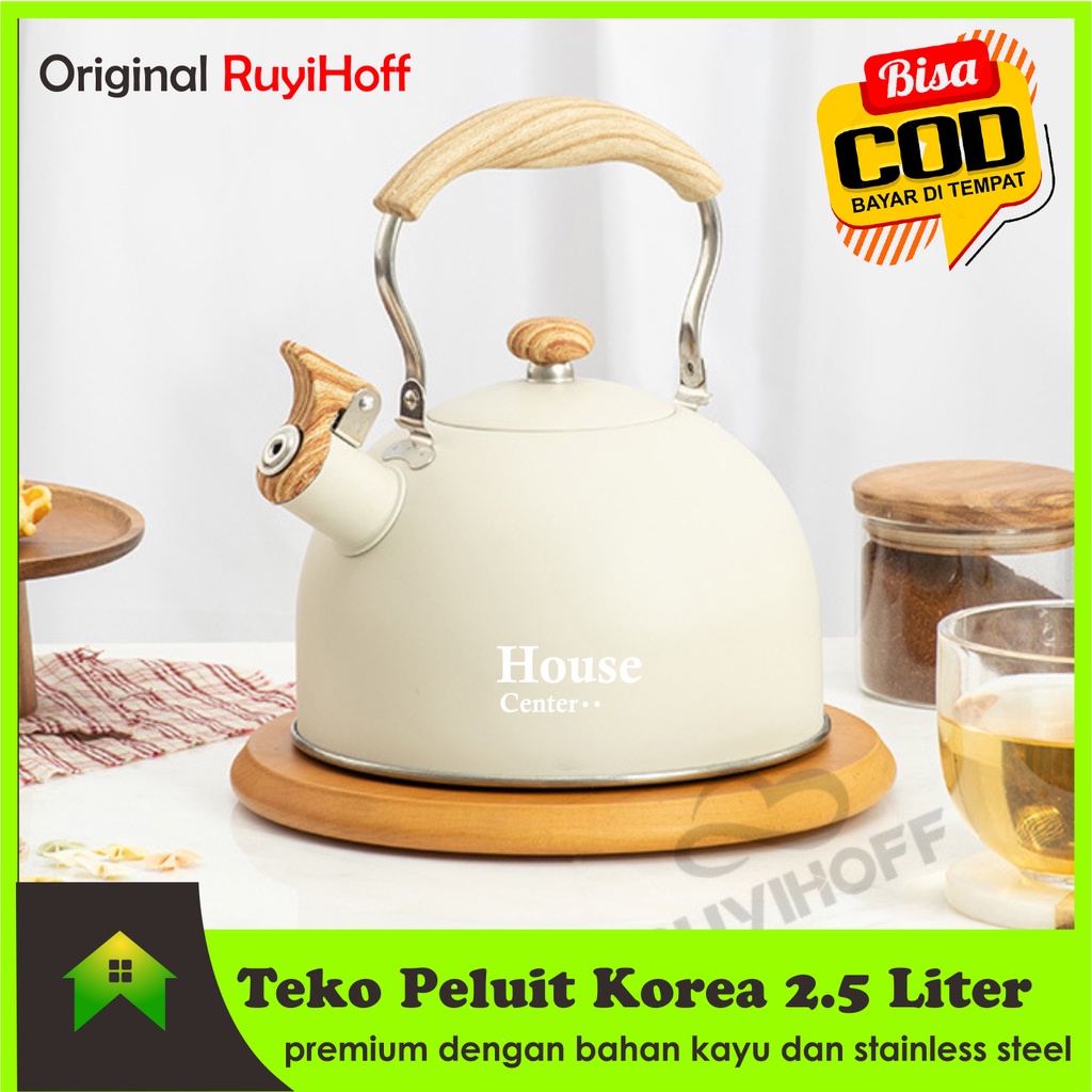 Jual Teko Peluit 2.5 Liter Original Ruyihoff dengan handle kayu premium/teko model korea terbaru ...