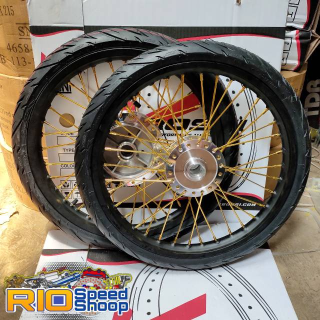 Jual Velg Pelek Paketan Vixion New/Vixion Old JariJari Gold Velg Hitam ...