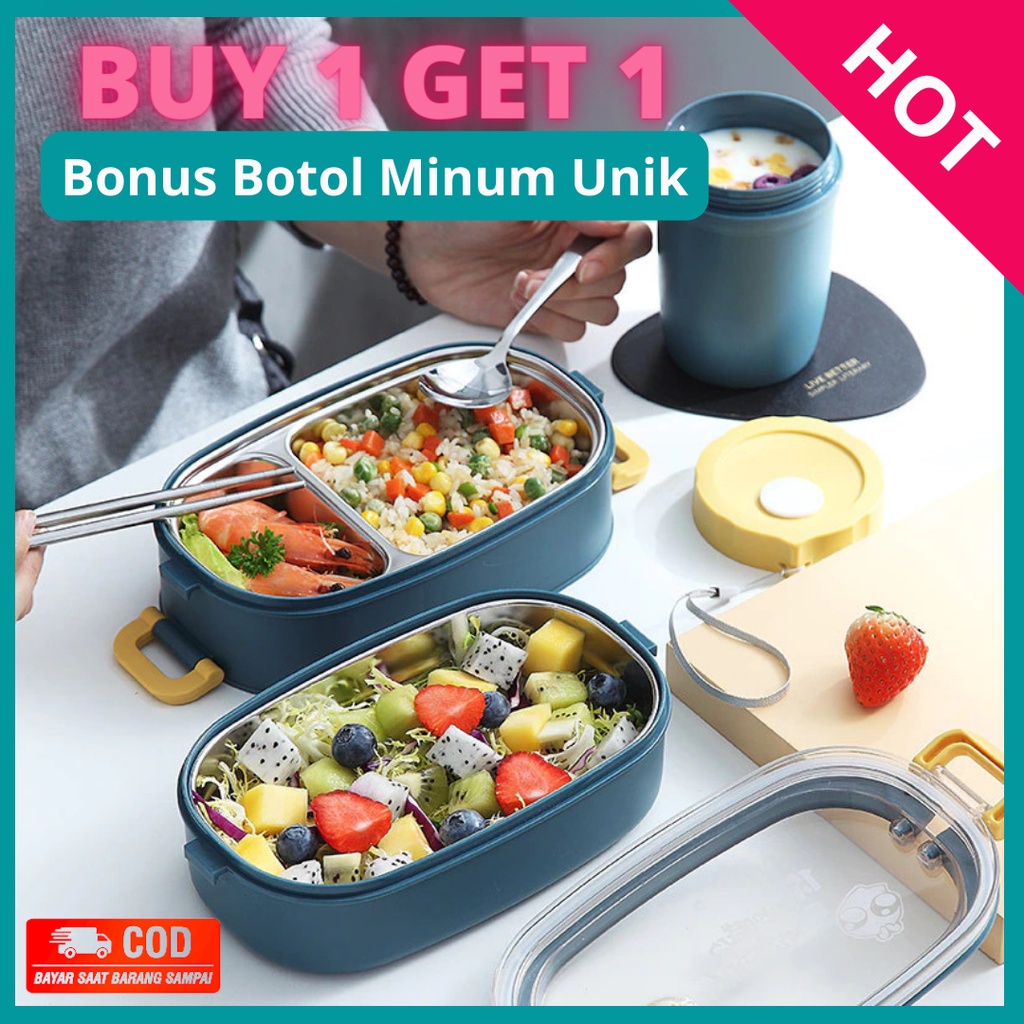 Jual KOTAK MAKAN BENTO BOX 2 SUSUN - LUNCH BOX STAINLESS- TEMPAT MAKAN ...