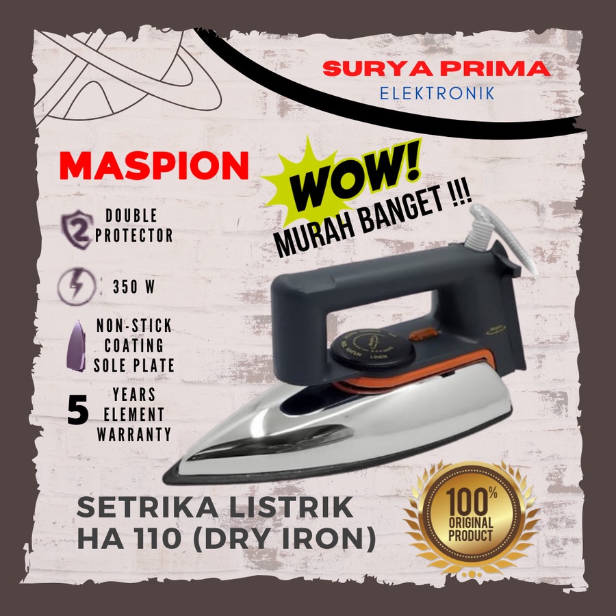 Jual Setrika Listrik Maspion HA 110 ( Dry Iron ) | Shopee Indonesia