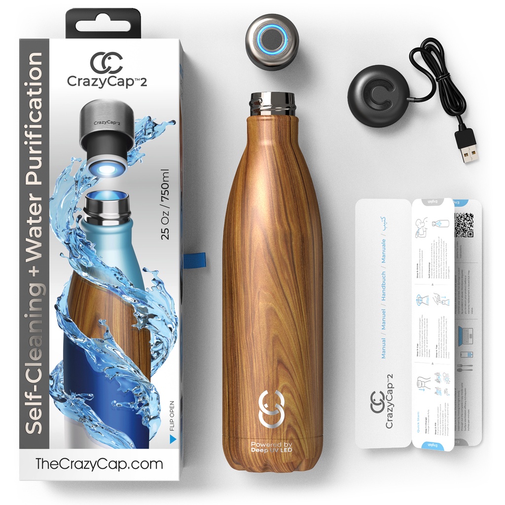 Jual Teakwood 750ml CrazyCap 2 Self Cleaning Water Purification Bottle ...