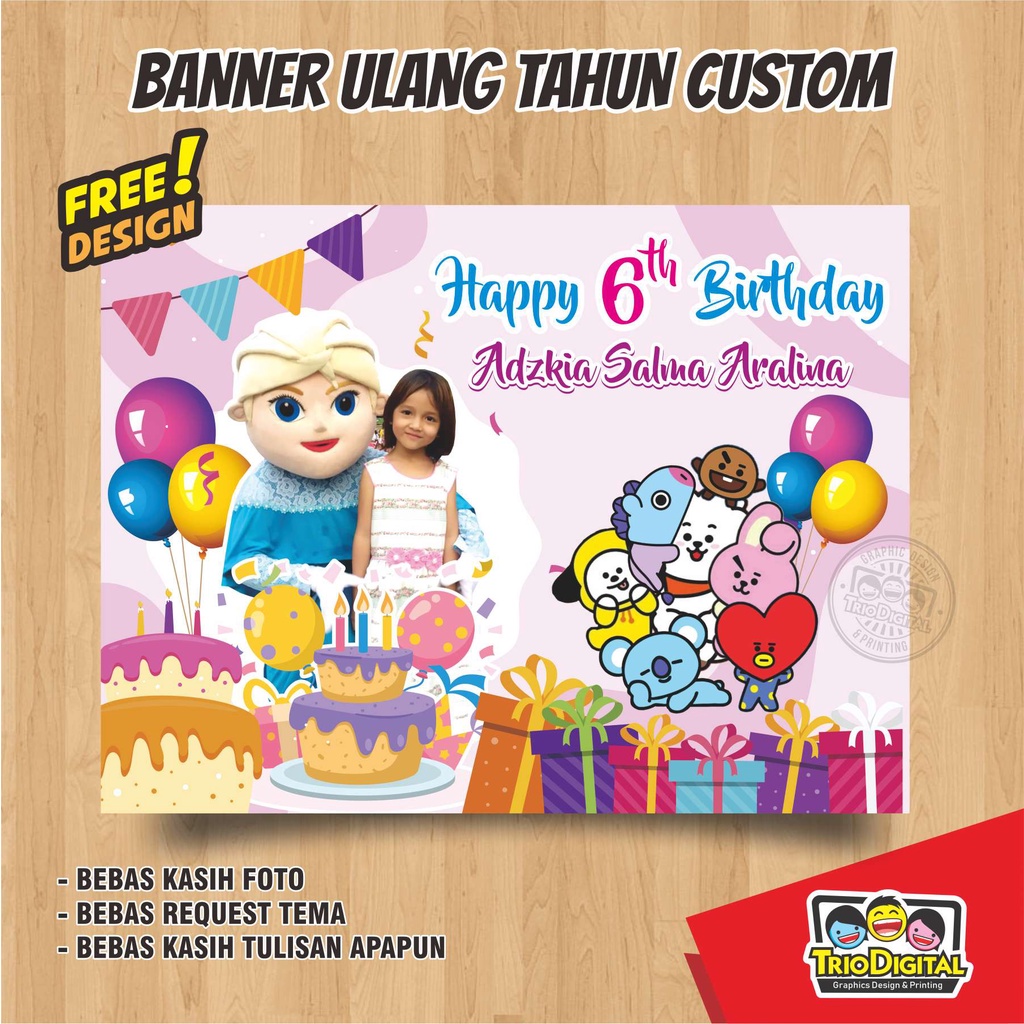 Jual Banner Ultah Custom | Backdrop Ulangtahun Karakter | Shopee Indonesia