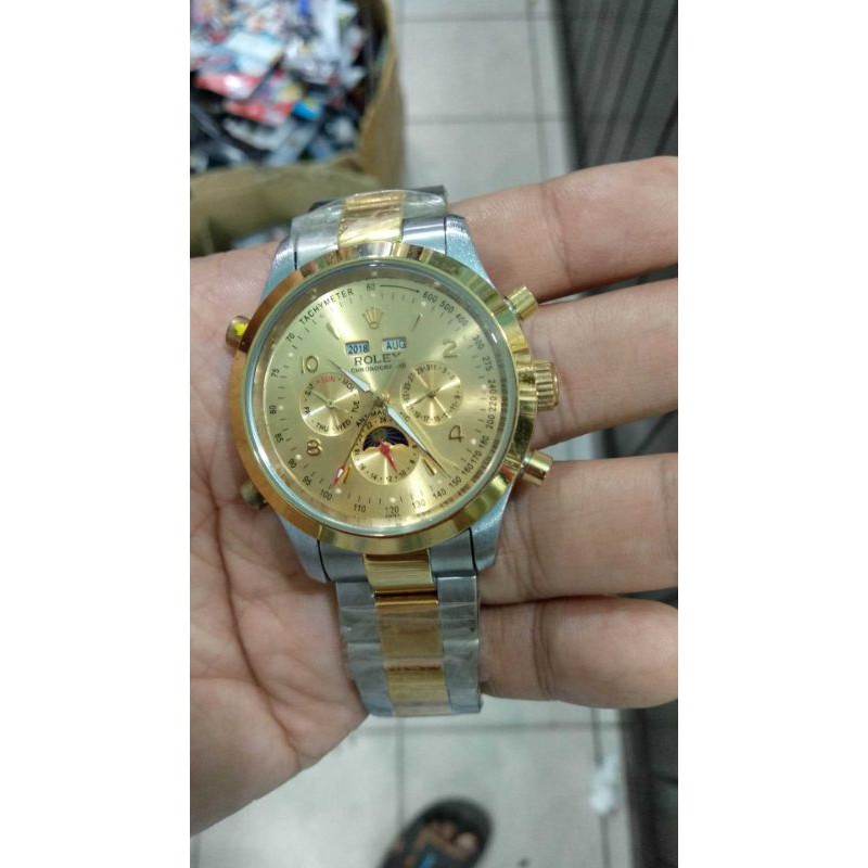 Jual jam tangan Rolex otomatis chrono aporty dual tone jam pria jam ...