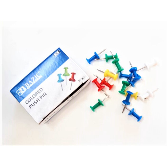 Jual JARUM PUSH PIN PAKU TEKAN WARNA TRANSPARANT 208 / 209 BAZIC ISI 30 ...