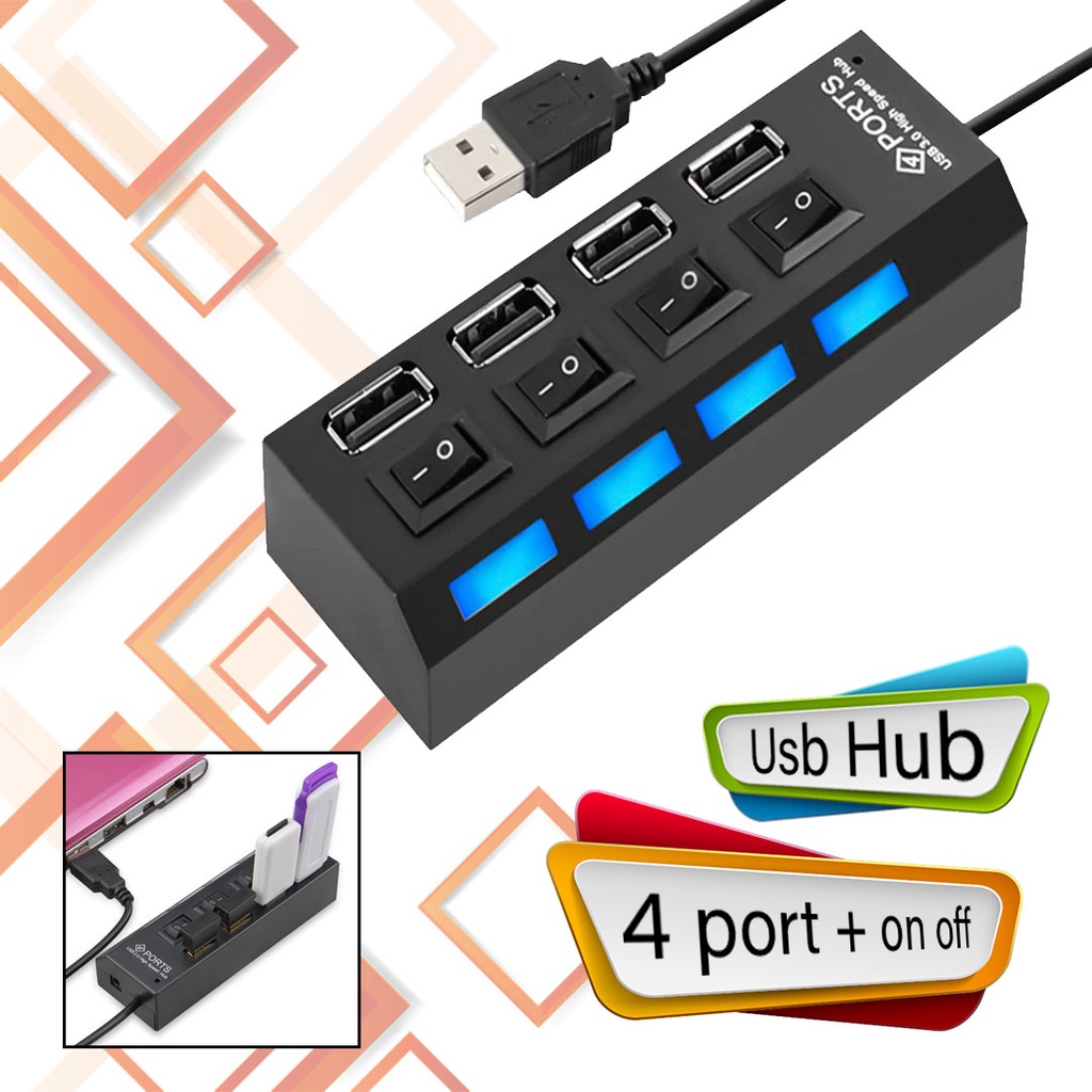 Jual USB HUB 4 PORT TOMBOL ON OFF | Shopee Indonesia