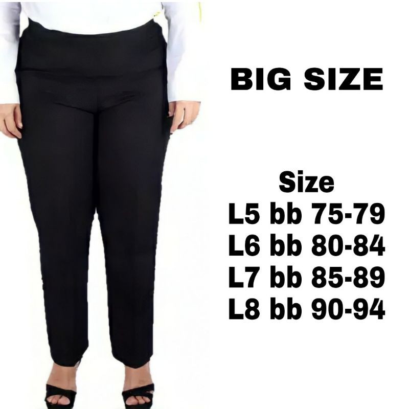 Jual celana panjang wanita kerja kantor bigsize pinggang karet dan pinggang resleting slim fit ...